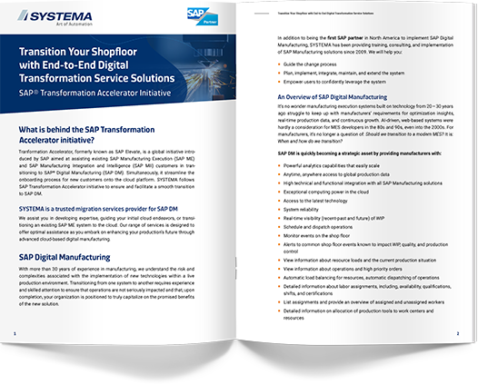 Best Practices: Transition Accelerator for SAP ME/MII | SYSTEMA