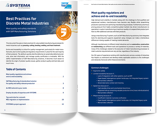 Best Practices: SAP Metal Manufacturing | SYSTEMA